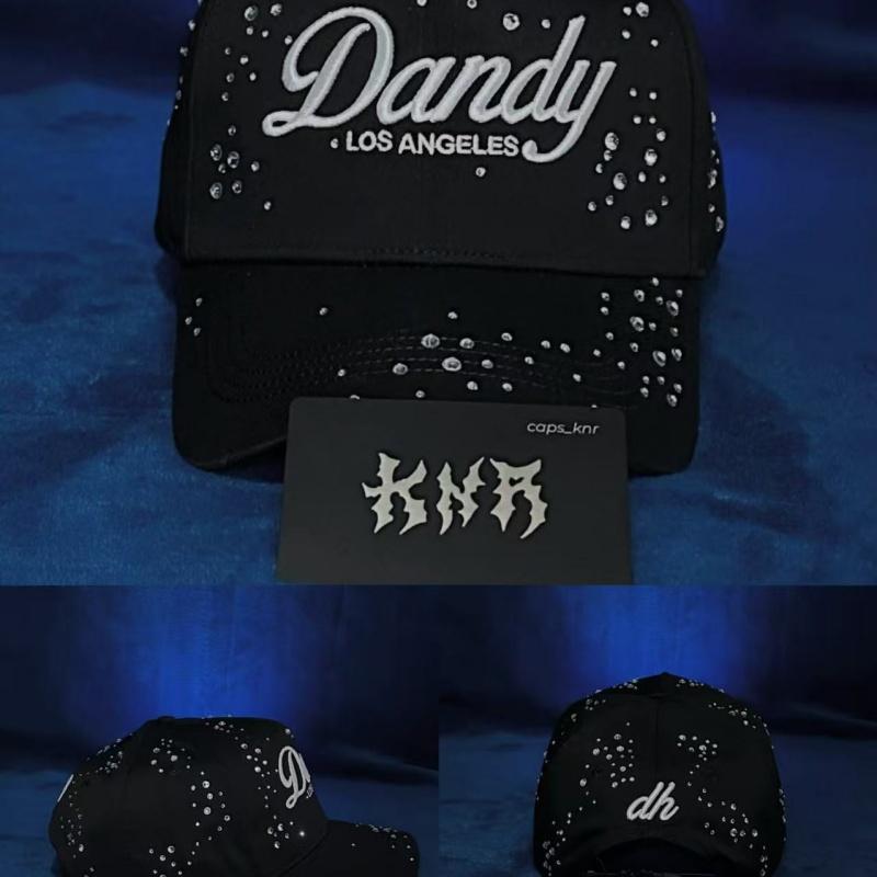 Black 'Dandy Los Angeles' Cap: Rhinestone Accents + Elegant Script ...