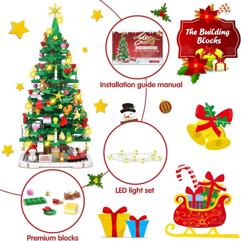 Christmas Gift Advent Calendar 2025 Christmas Tree Building Toy Set ...