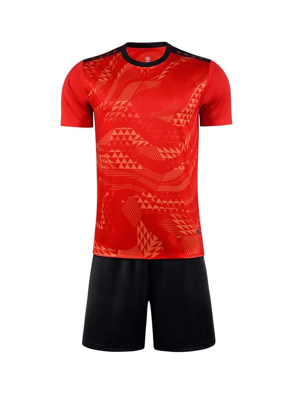 Men's Geometric Print Tee & Shorts Set, Breathable Quick Drying ...
