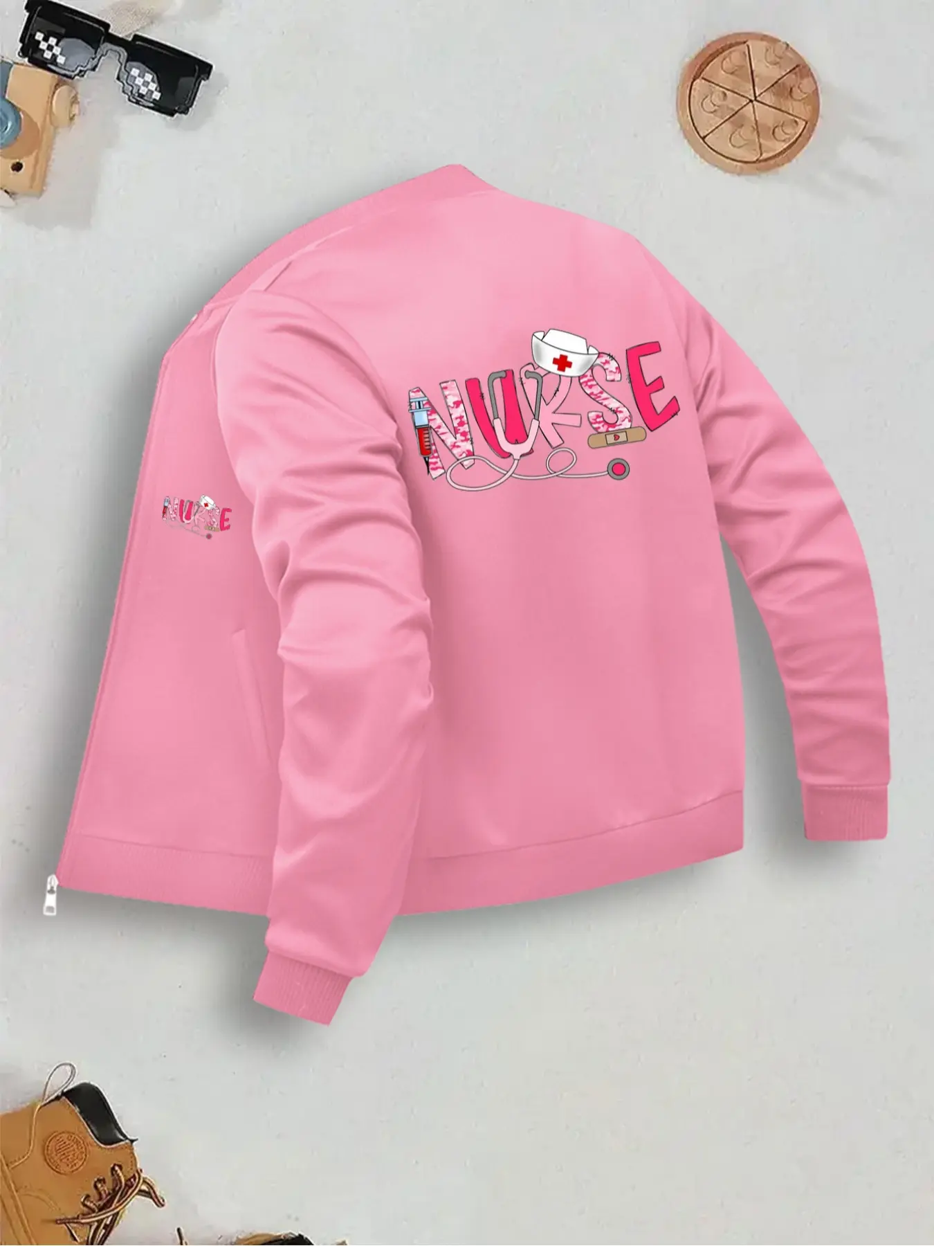 Nurse Print Zipper Jacket Womenswear, Comfortable Fashion Workwear and ...