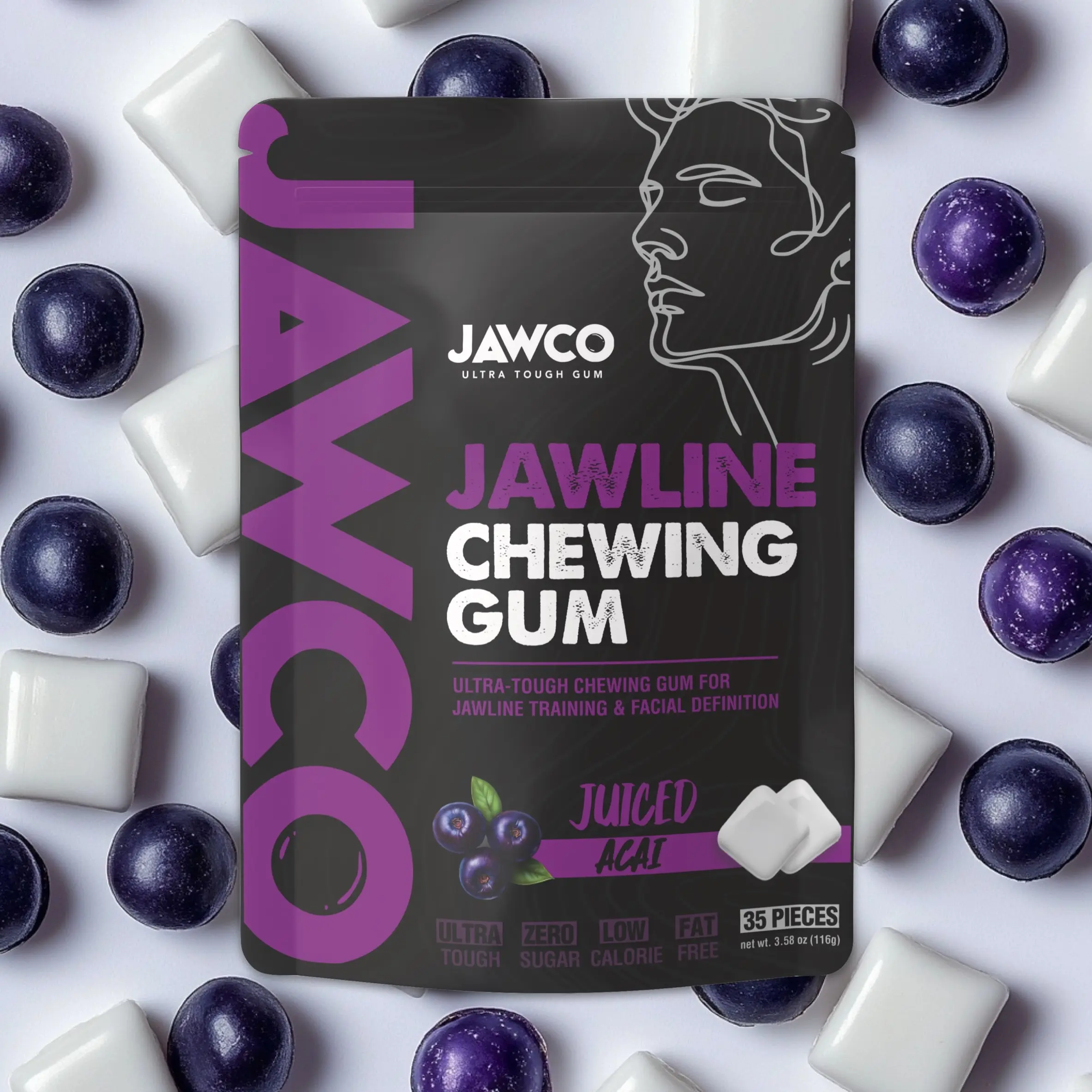 JAWCO Ultra-Tough Jawline Gum | Get a Stronger, Squarer Jawline | 15X ...
