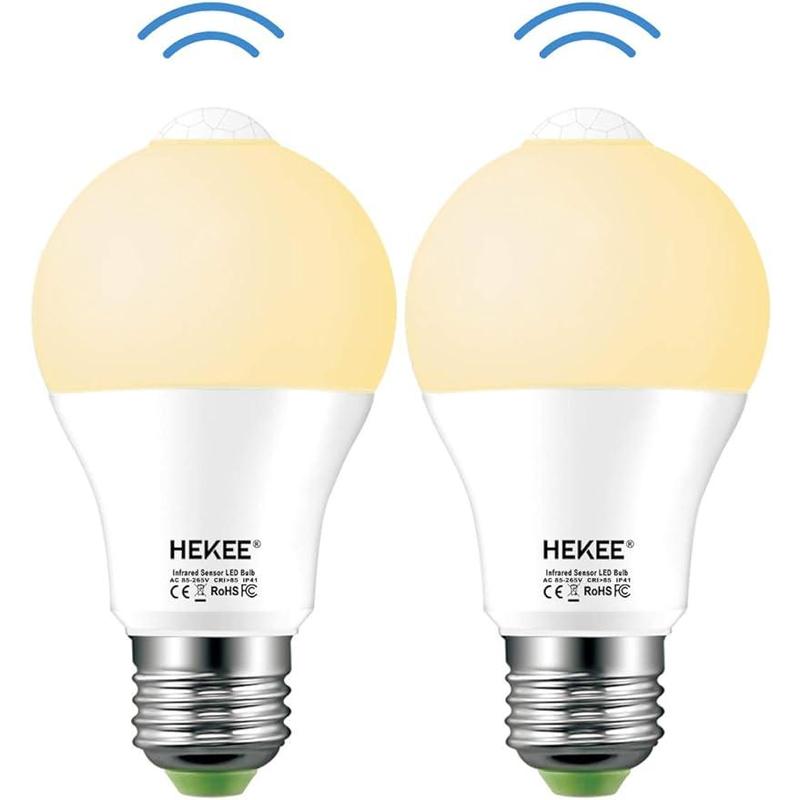 Motion Sensor LED Light Bulb 9W A19 PIR Built-in IR 60W Equivalent ...