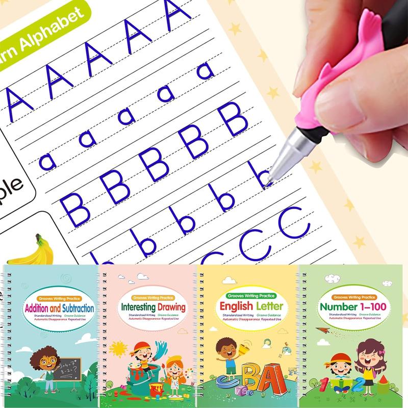 Magic Grooved Practice Copybook, 4 Counts/set Reusable Grooved ...