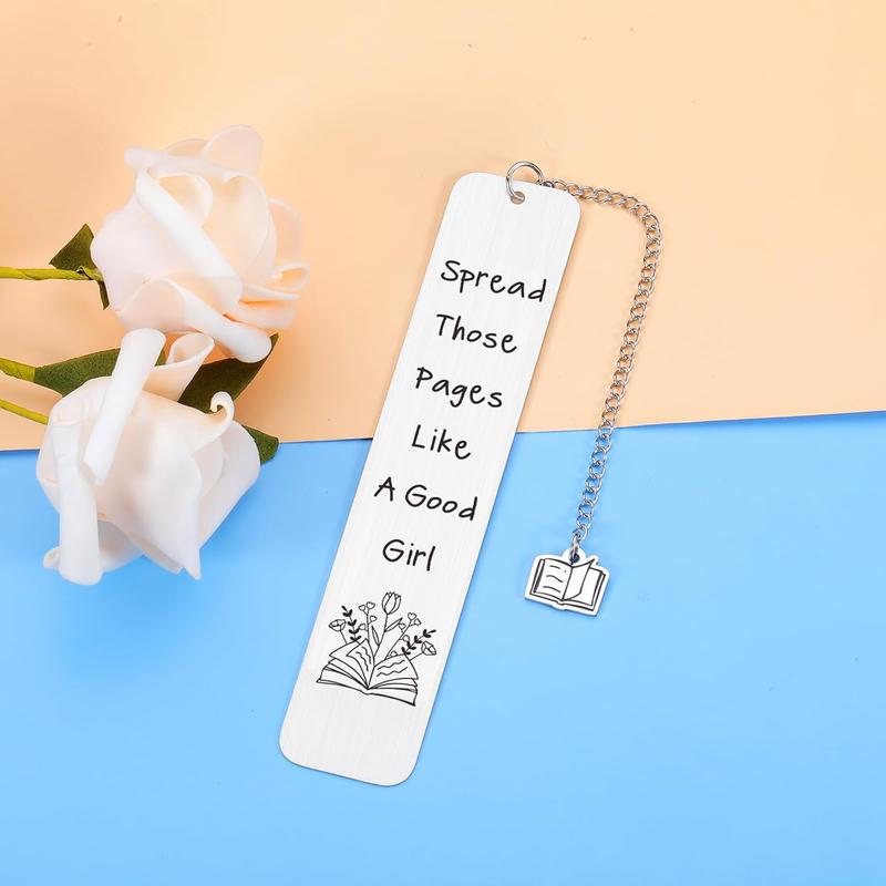 Stainless Steel Bookmark, 1 Count Letter Pattern Book Mark with Chain ...