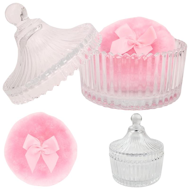 2 Pcs Powder Puff Container, Powder Container with Puff Crystal Case ...