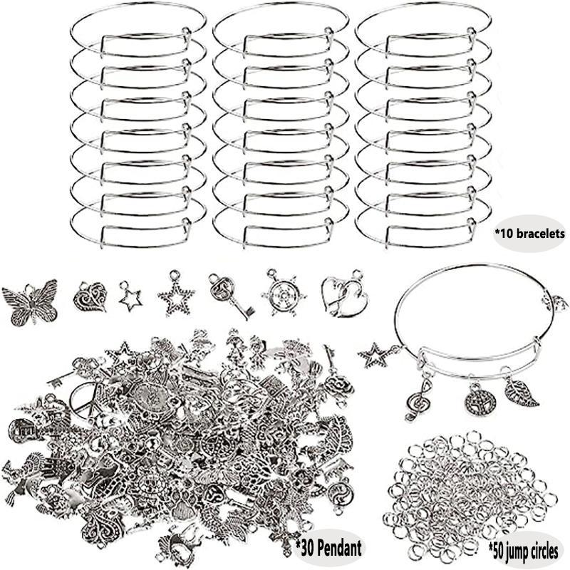 DIY Jewelry Making Kit, 90pcs/set Blank Bangle & Adjustable Bangle ...