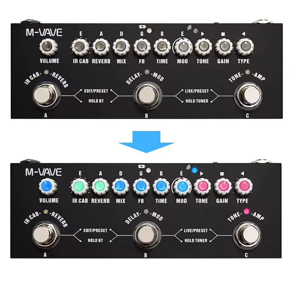 M-VAVE Digital Electric Guitar Effector with Delay Reverb MOD IR Cab ...