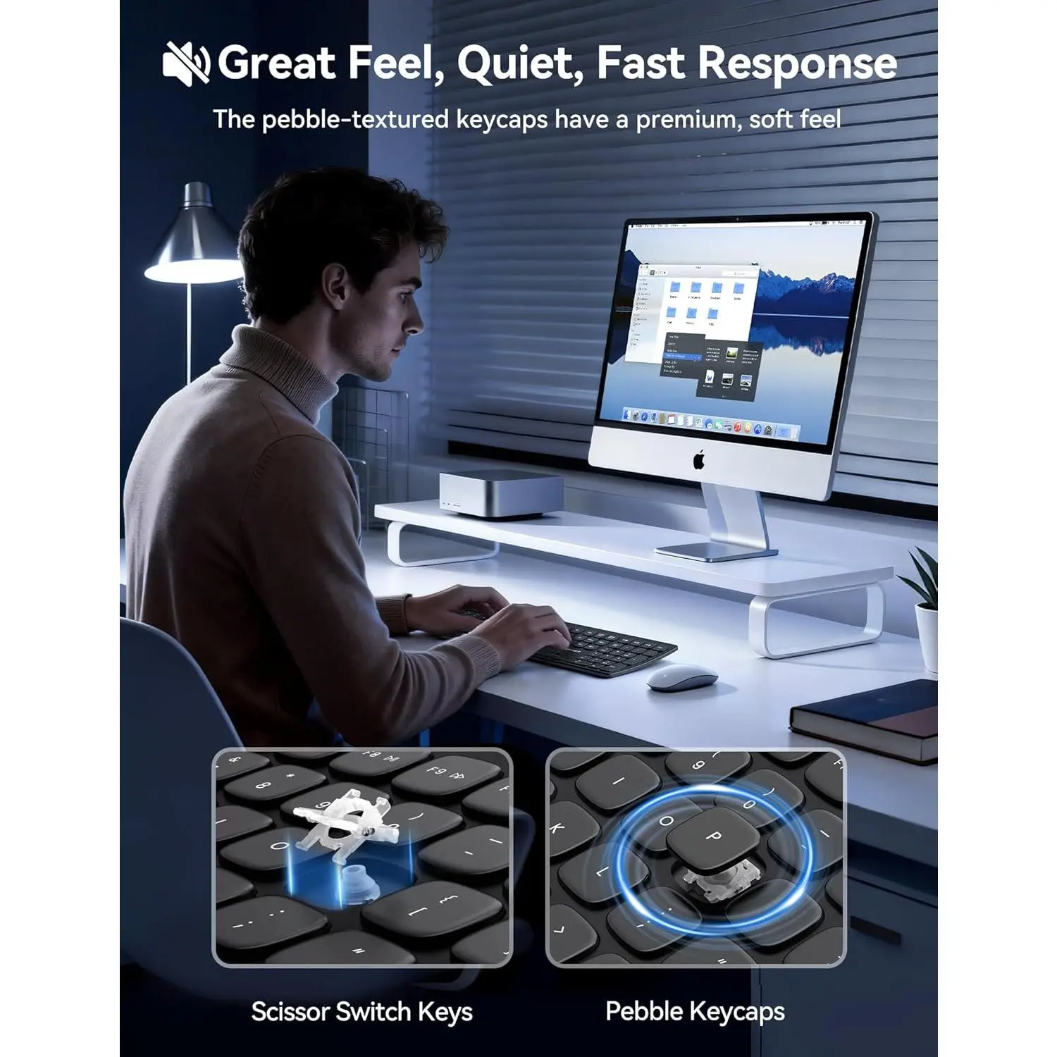 Rechargeable Keyboard, Multi Device Free Switching (BT5.0+2.4G+Wired ...