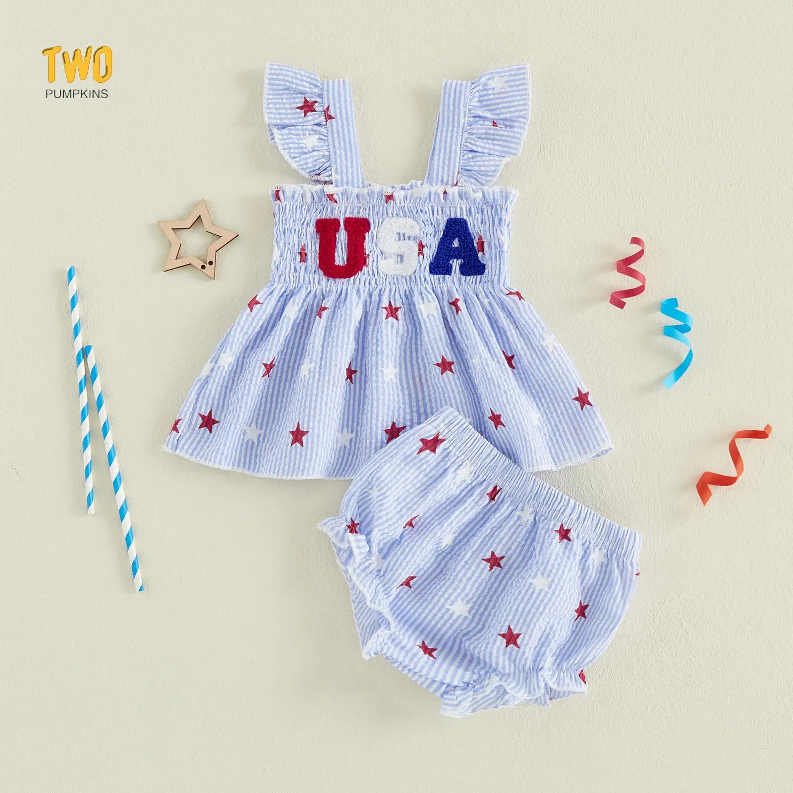 4th Of July Toddler Baby Girl Outfits, Striped Stars Print Camisole ...