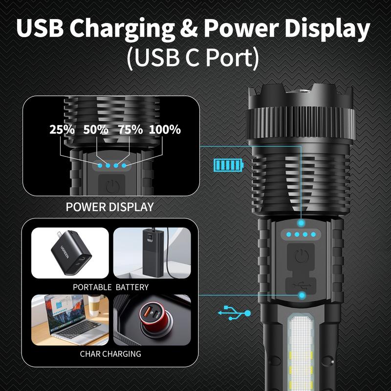 6-IN-1 ZOOM FLASHLIGHT! 200m BEAM & USB-C FAST CHARGE | 3 MAIN MODES ...