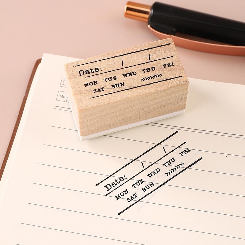 Weekly Letter Graphic Wooden Rubber Stamp, 1 Count Vintage Multi ...