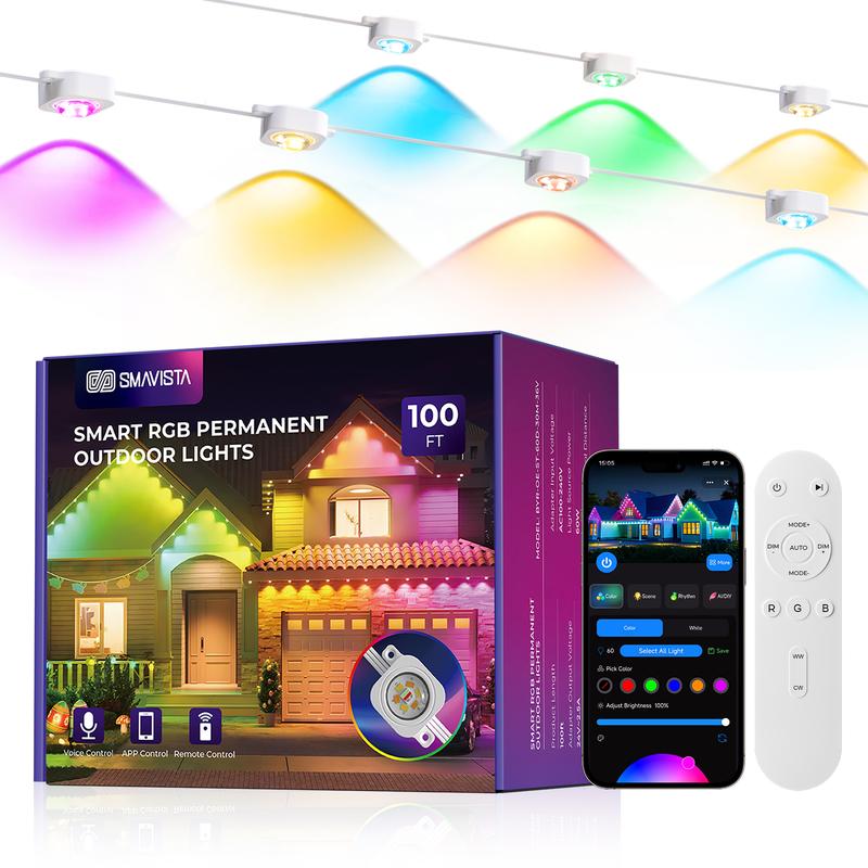 Partphoner Smart RGBWIC LED Permanent Outdoor Lights Pro, 100+ Scene ...