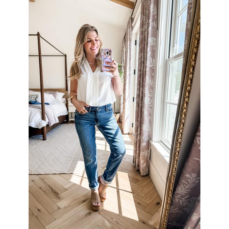 Restock! Judy Blue Mid Rise Dark Vintage Wash Non-Distressed Boyfriend ...