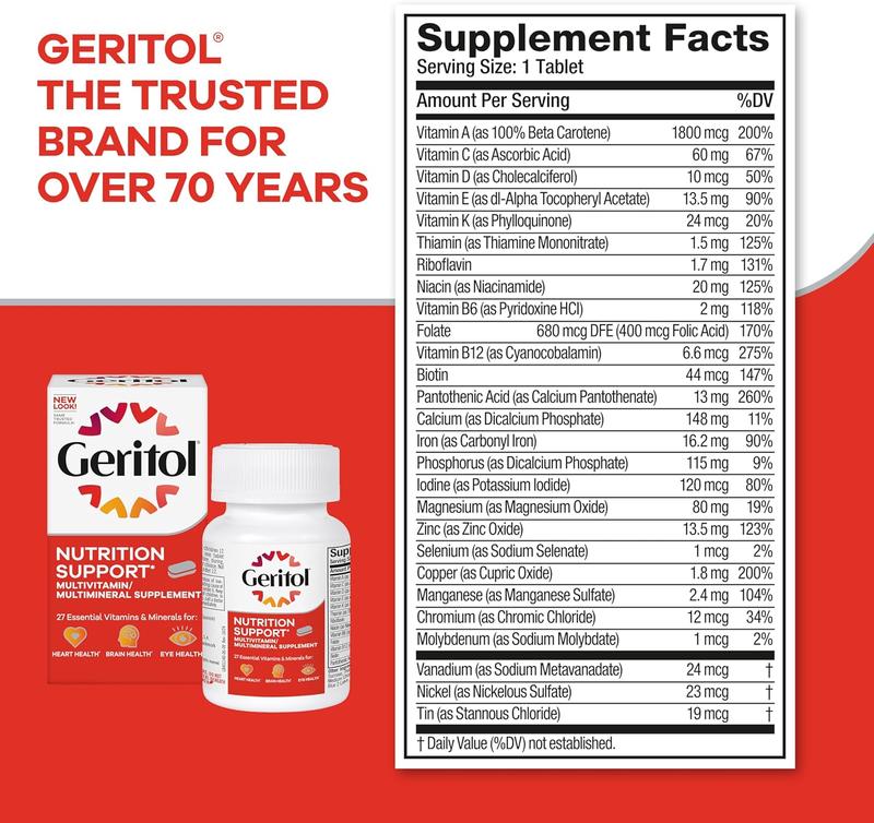 Geritol Nutrition Support Multivitamin Supplement with B-Vitamins ...