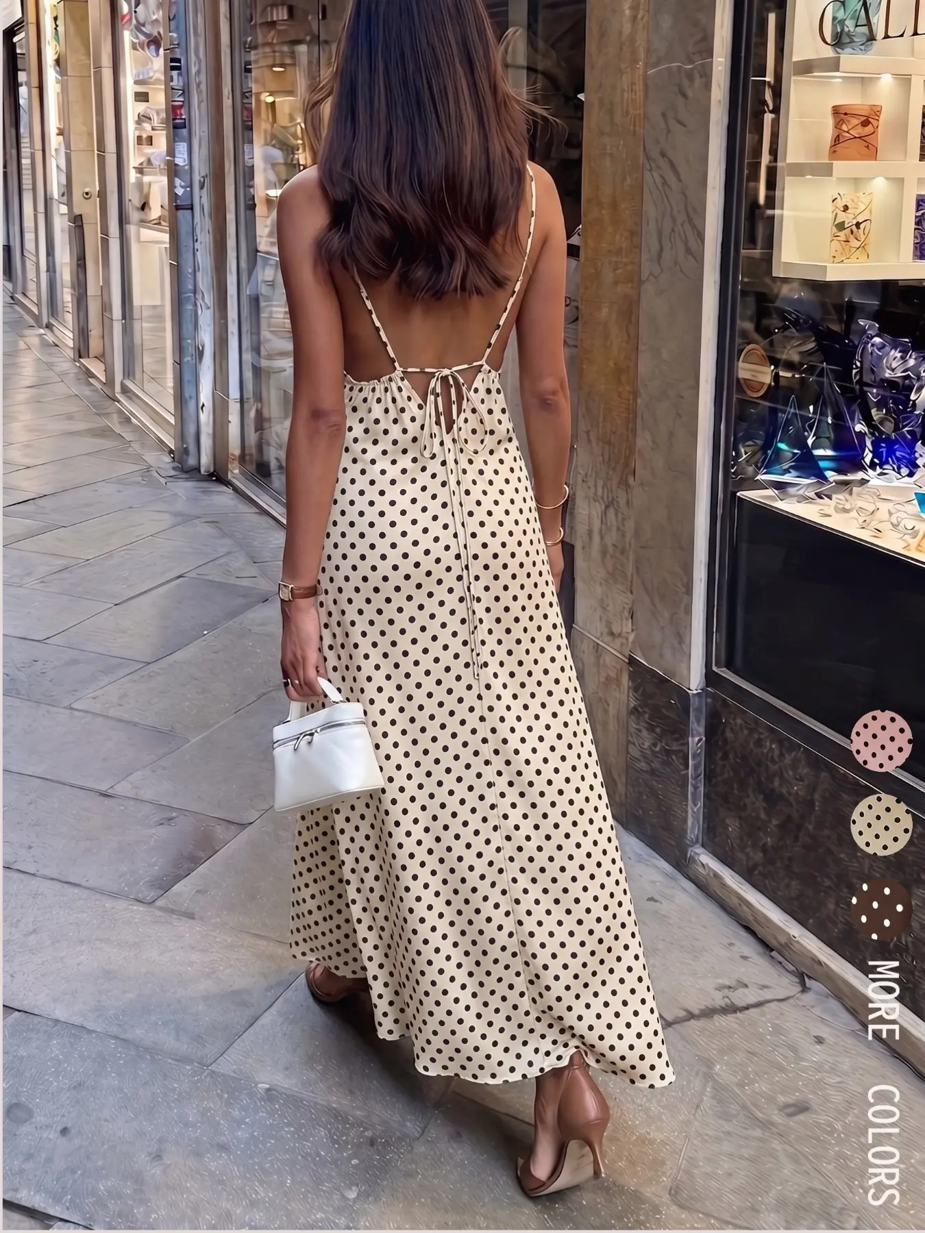 Women's Plain Casual Thin Strap Backless Dress, Floral Print Loose ...