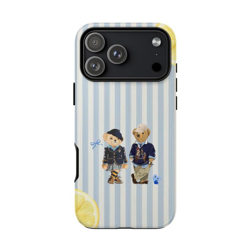 Preppy Teddy Bear Phone Case | Striped Blue & White – Gift Idea for ...