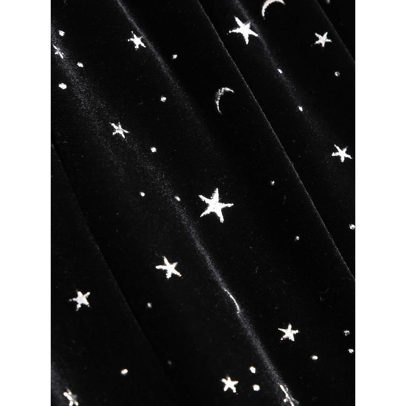 Velvet V-neck Star & Moon Pattern Bell Sleeve Wizard Romper - TikTok Shop