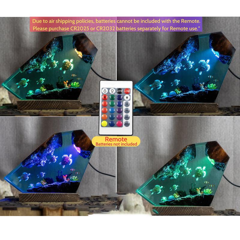 Sea Turtle Ocean Resin Lamp - Handmade Resin Night Light with USB Port ...