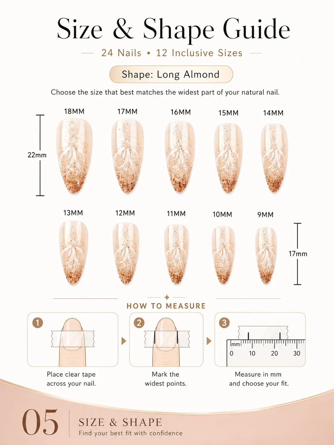 24Pcs White Snowflake Press on Nail Sets Long Almond Nude Champagne ...