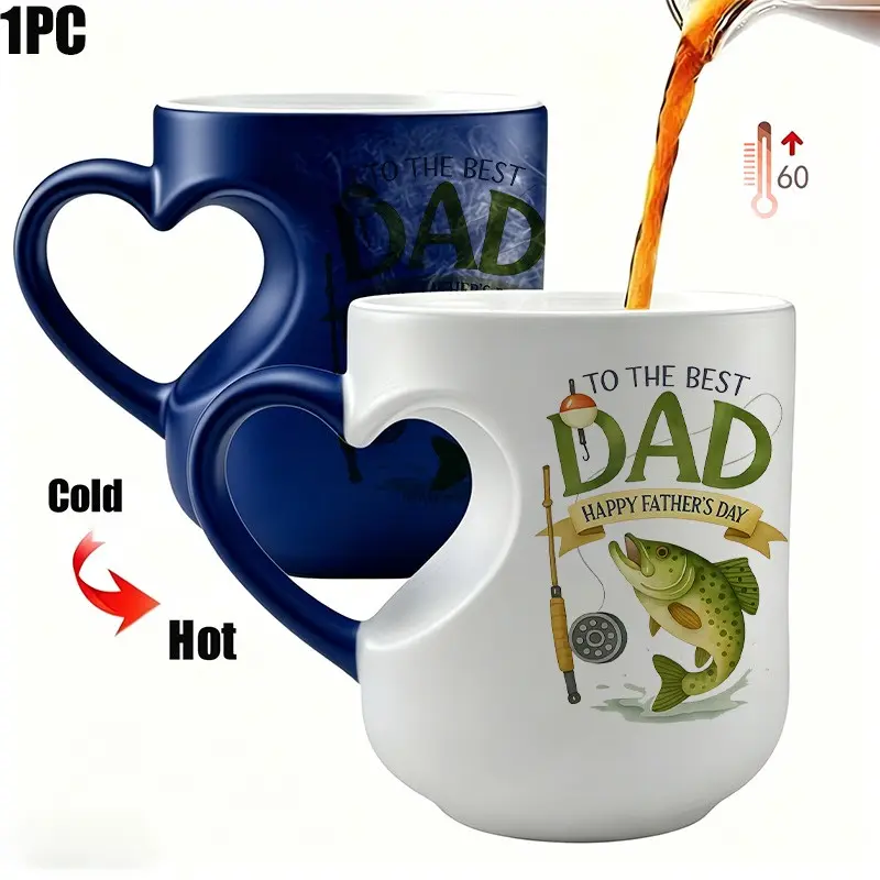 1pc Happy Father's Day Gift - Color Changing Coffee Mug, Blue, Fishing ...