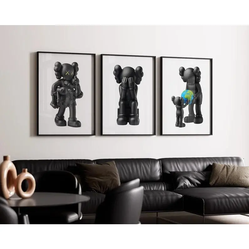 Printable Kaws Poster Set: Black With Planet Earth Hypebeast Figure ...