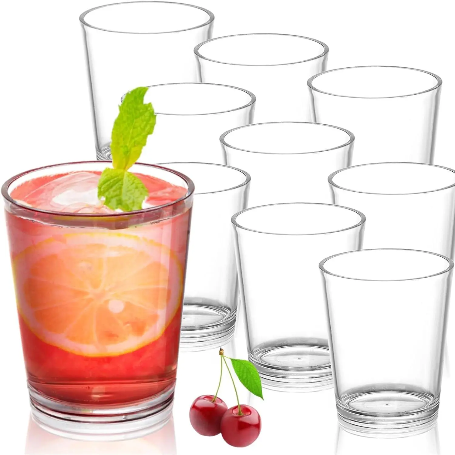 9 Pack Plastic Drinking Glasses, 12 Oz Unbreakable Water Tumblers ...