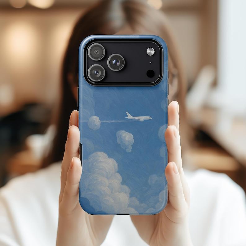 Painted Sky Airplane Phone Case: Cloudy Blue Aesthetic Cover for iPhone ...