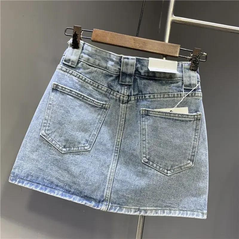 Fashion Simple Cut Denim Mini Skirt Women's 2025 Summer New Anti ...