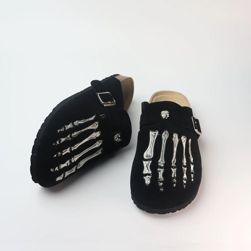 Skeleton Mule Slides - Gothic Punk Slip-On Shoes| Edgy Daily Style ...