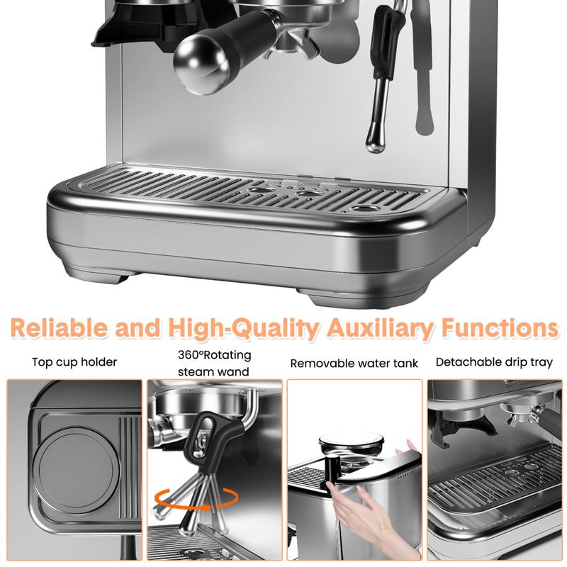 GARVEE Espresso Machine 15 Bar, with PID & LCD Display, Semi Automatic ...