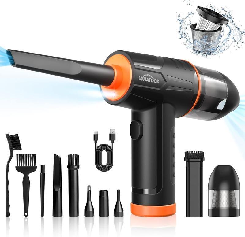 WHATOOK 2-in-1 Air Duster ，100000 RPM & 10 Kpa Cordless Car Hoover ...