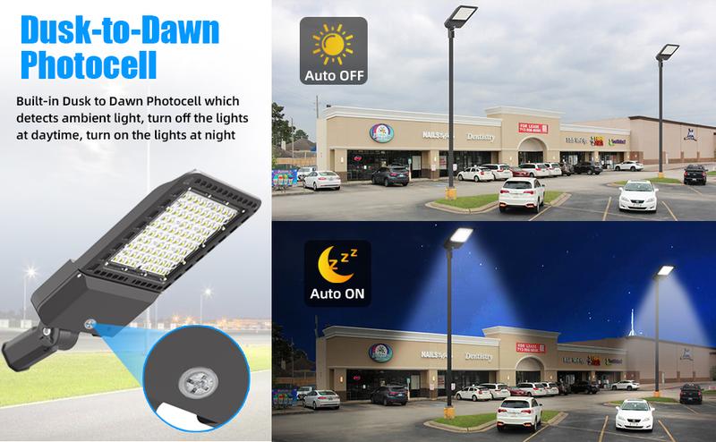 SEURON 300W 4Pack LED Parking Lot Lights with Photocell Slip Fitter ...
