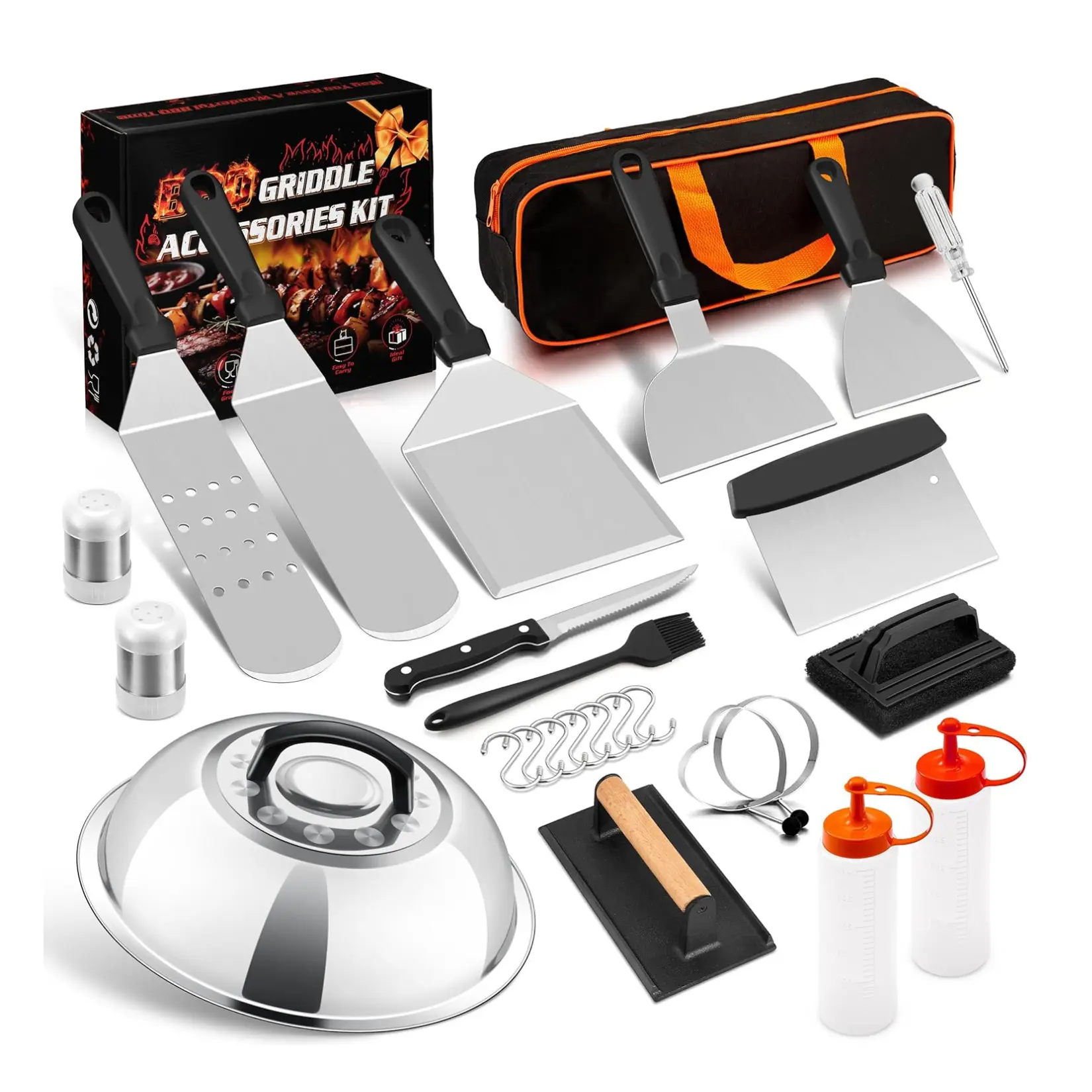 26-Piece Griddle Accessories Kit, Flat Top Grill Utensils Tool Set ...