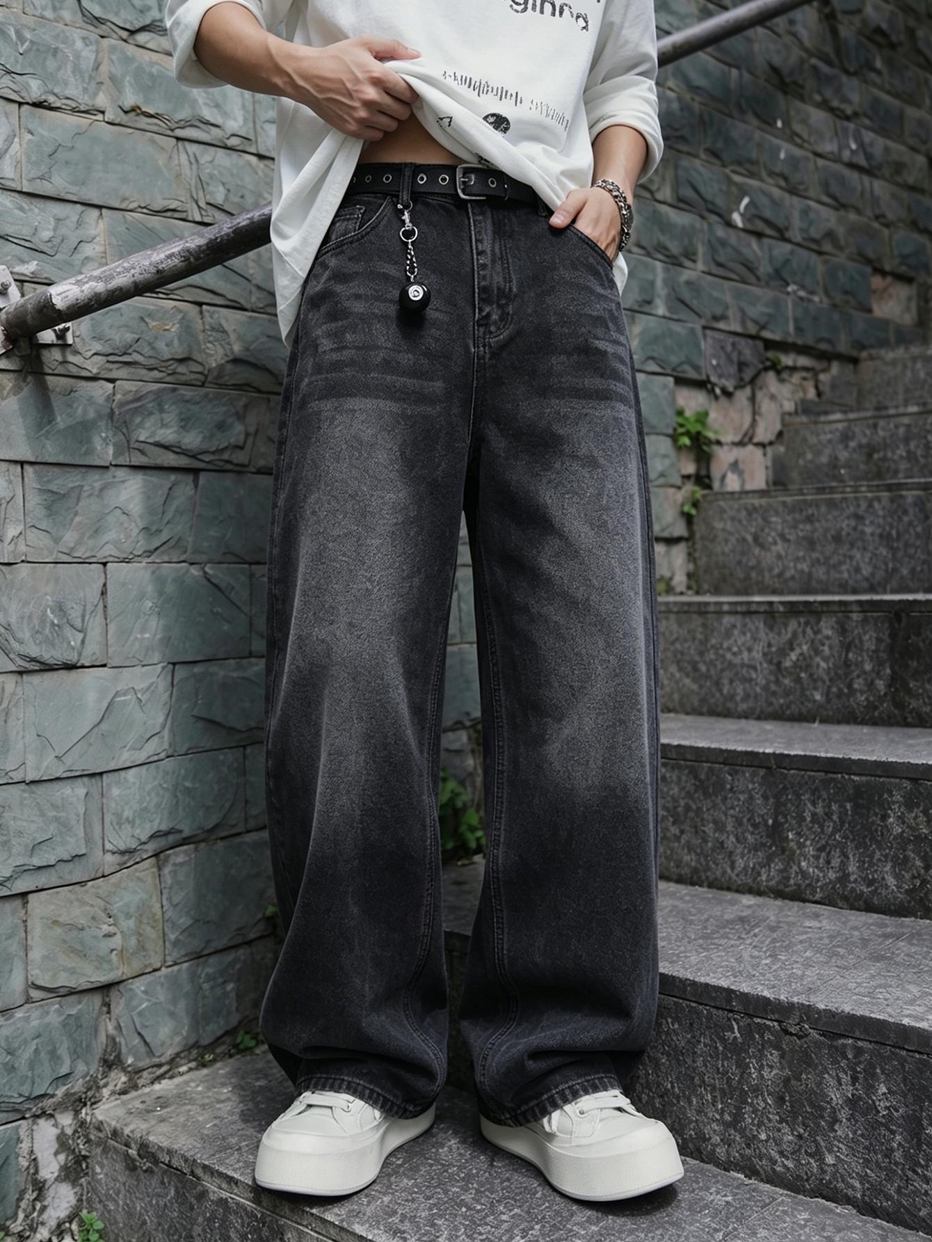 2-pack men’s washed gradient curved-cut wide-leg jeans — vintage ...