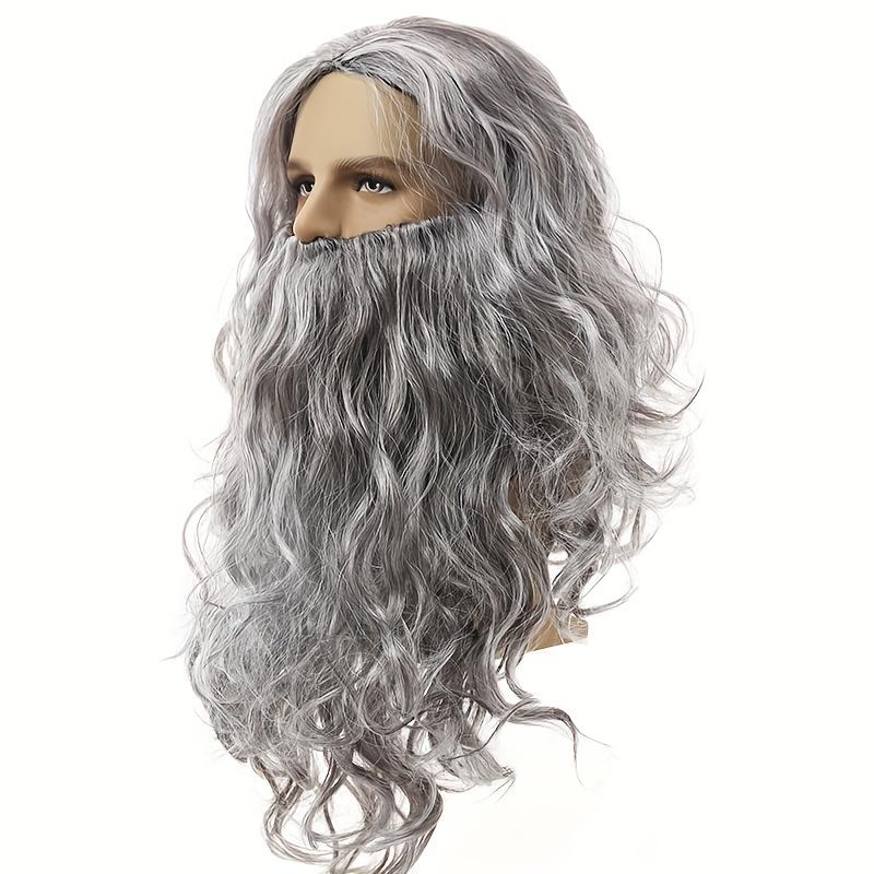 2026 Hot Item[Grey Wavy Beard Cosplay Wig] Long Grey Wavy Beard Wig ...
