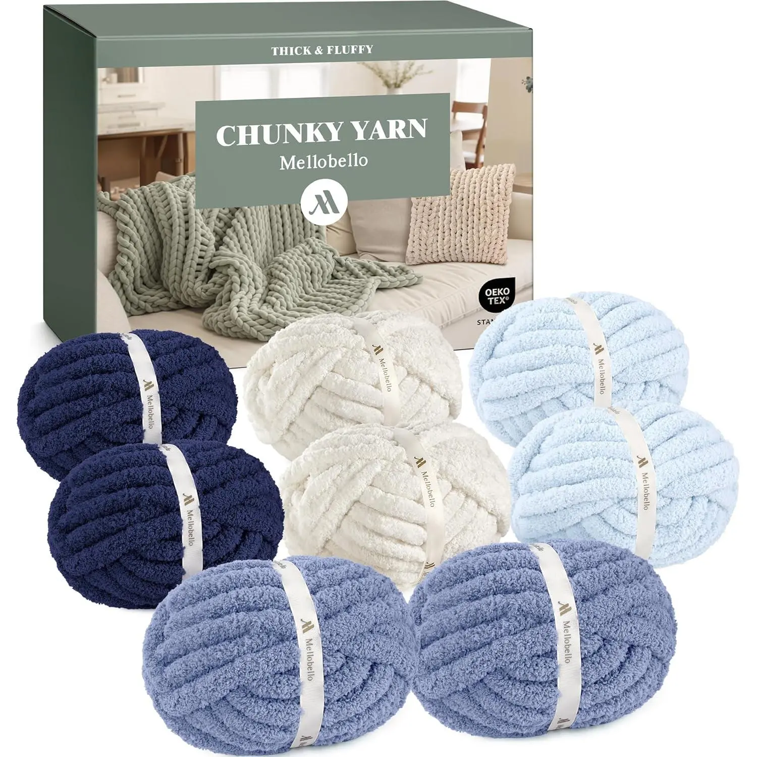 Jumbo Chenille Chunky Yarn for Crocheting - Super Bulky Fluffy Chunky ...