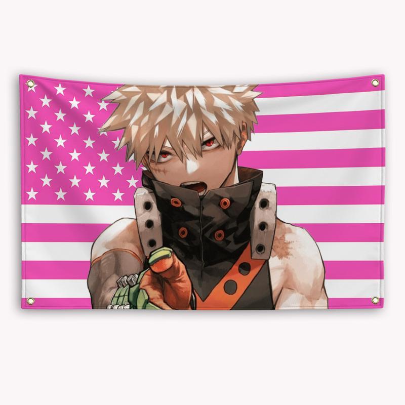 My Hero Academias Bakugou Katsuki American Flag Banner Tapestry Outdoor ...