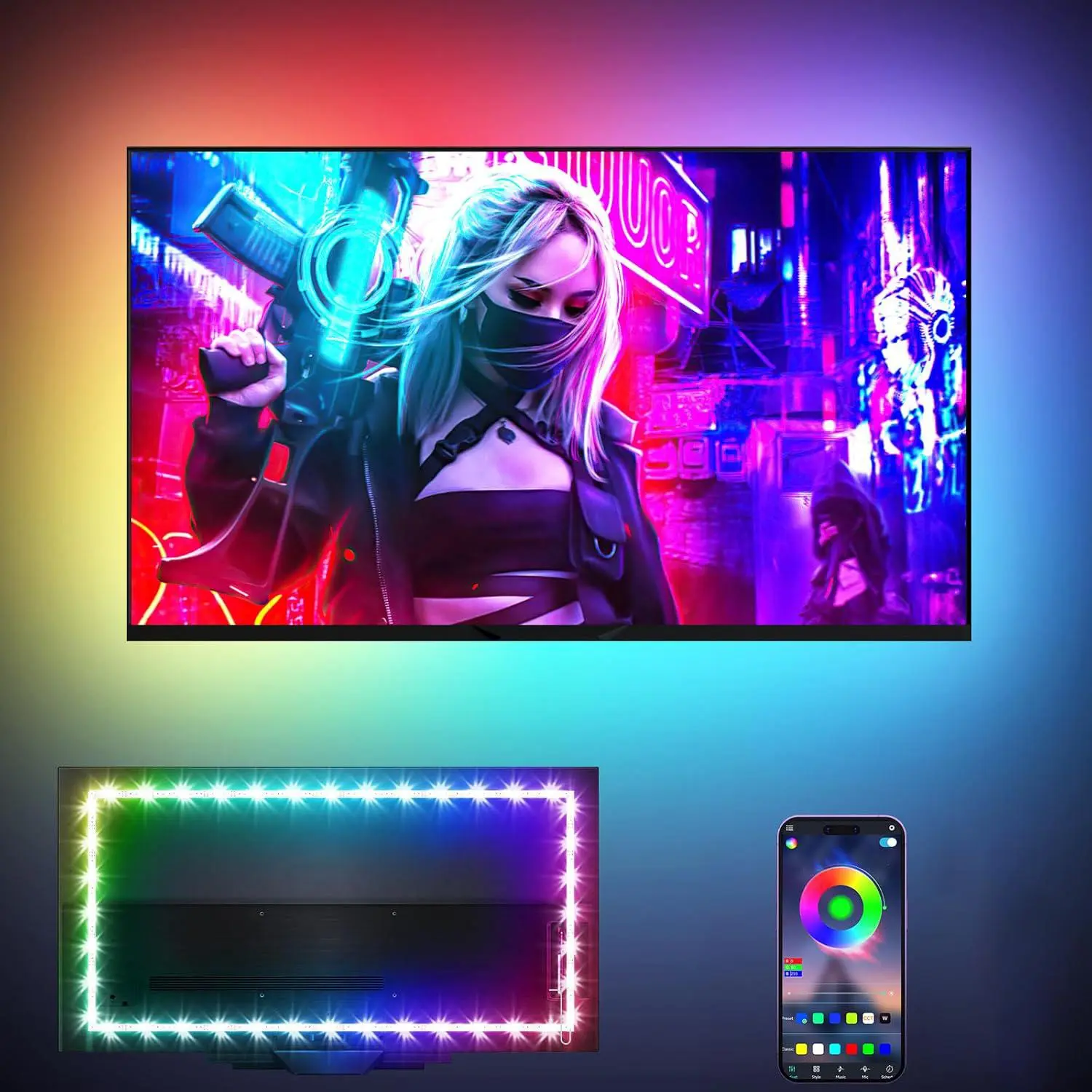 13.1ft LED TV Backlight, Smart APP Control, Music Sync Feature, USB ...