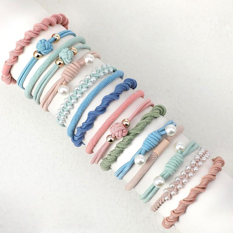 20 Pcs Boho Style Pearl-detailed Hair Tie Bracelets for Women, Dual-Use ...