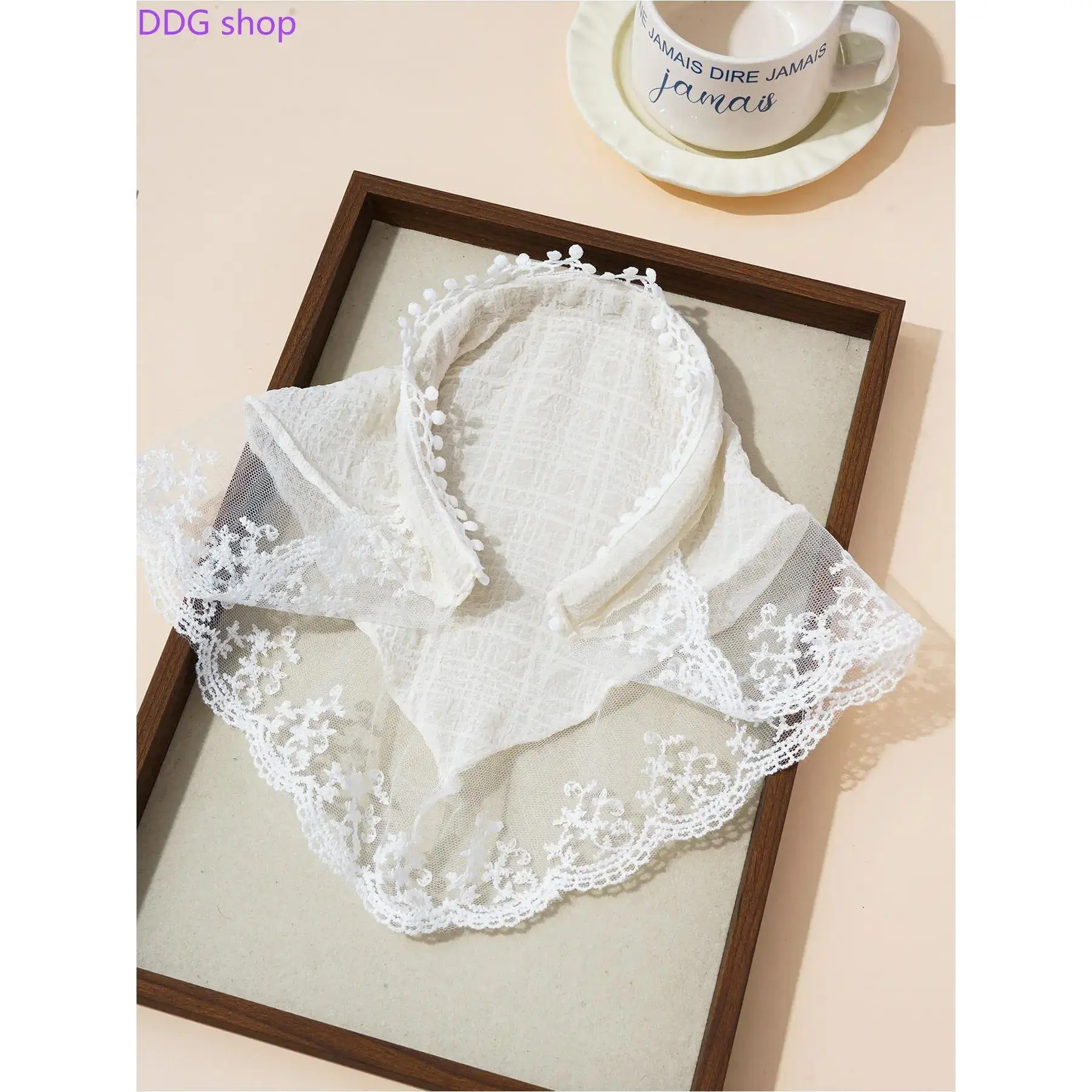4-Pack Lace Trim Triangle Scarf Headband Embroidered Mesh Fabric ...