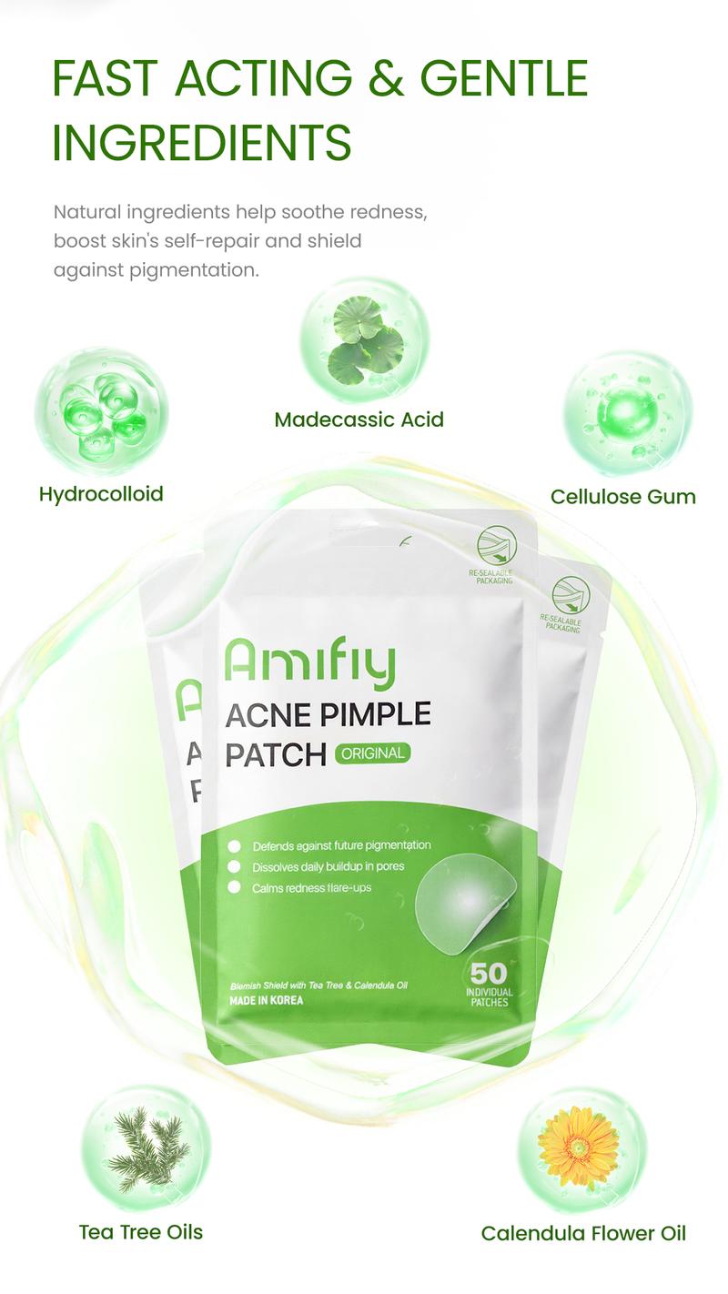 Amifiy Pimple Patches with Hydrocolloid & Tea Tree – Korean Skincare ...