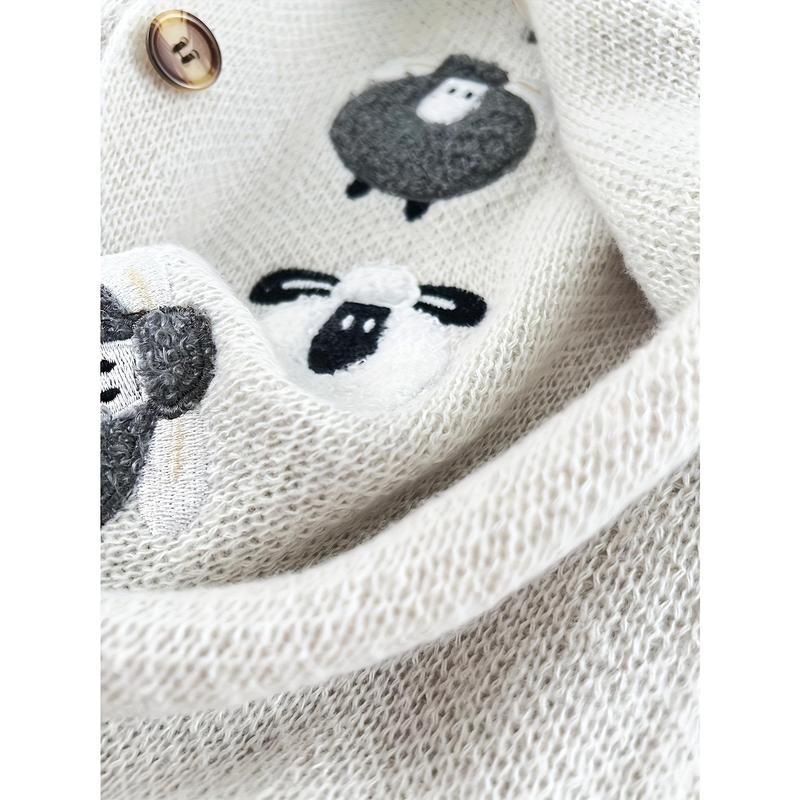 2025Women's Elegant 3D Sheep Embroidered Cardigan – Soft Acrylic Knit ...