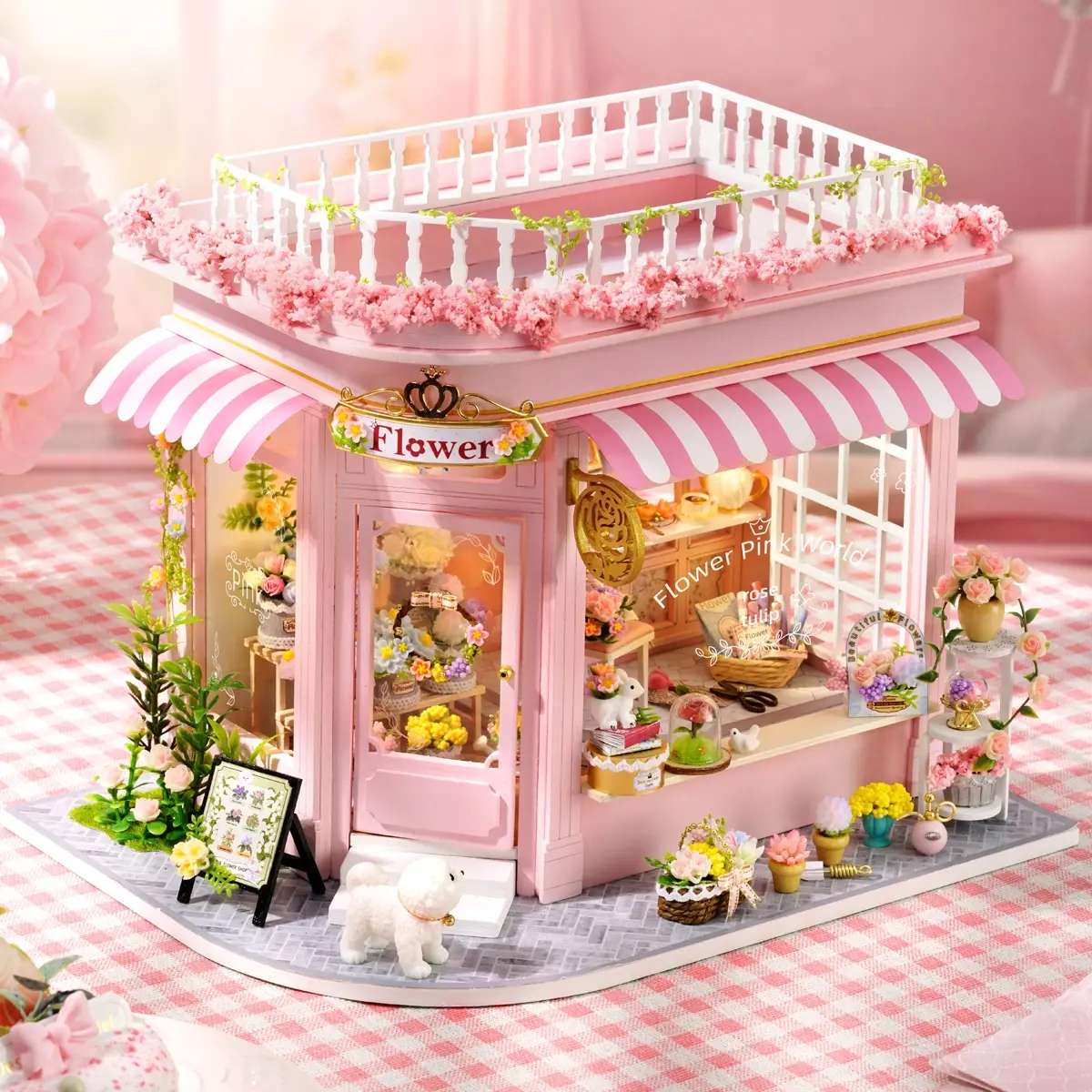 Cuteroom Ac-001 Miniature Flower Shop Model Kit with LED Lights ...
