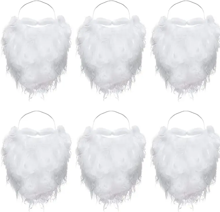 Funny Santa Beards 6PCS , White Fake Beard Costume Accessories for ...