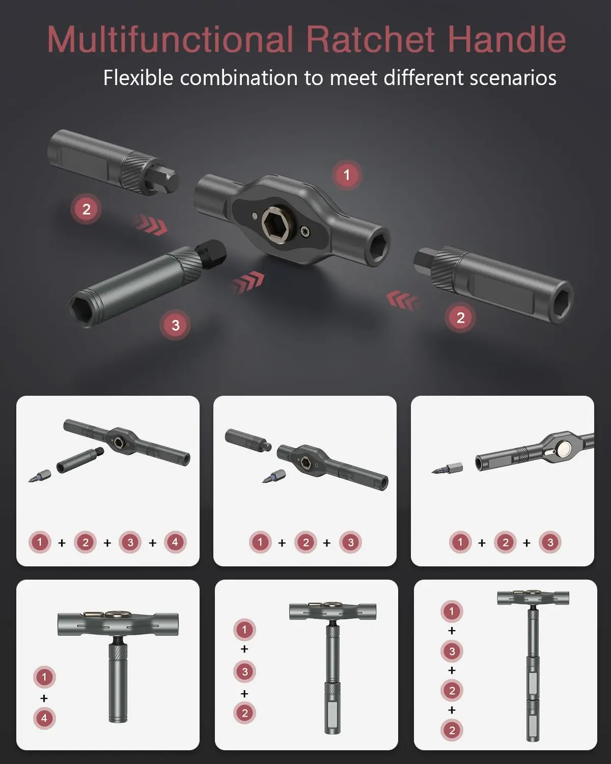 42 in 1 Ratchet Set, Kit, DIY Ratchet Kit with Detachable Ratchet ...