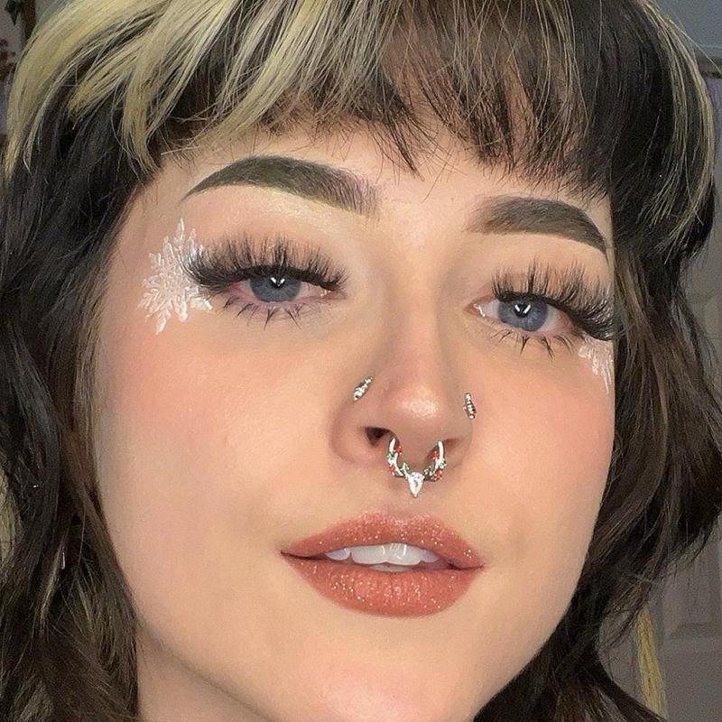 Oufer 16G Christmas Rudolph Wreath AAA+ Grace CZ Hinged Segment Septum ...