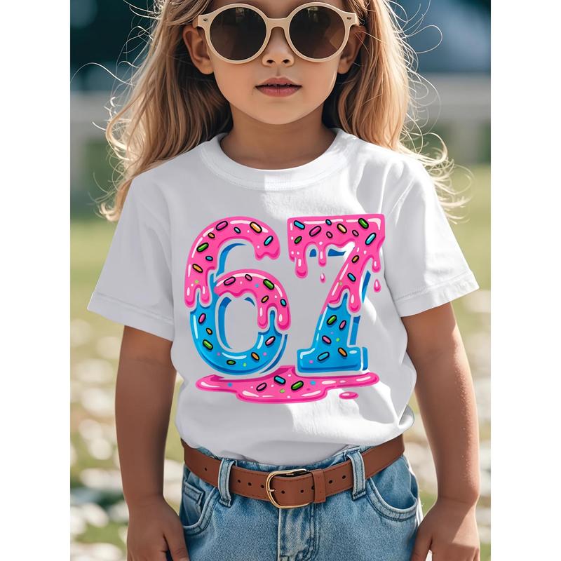 Boys' And Girls' Sigma 67 Graphic T-Shirt - Number 67 with Pink ...