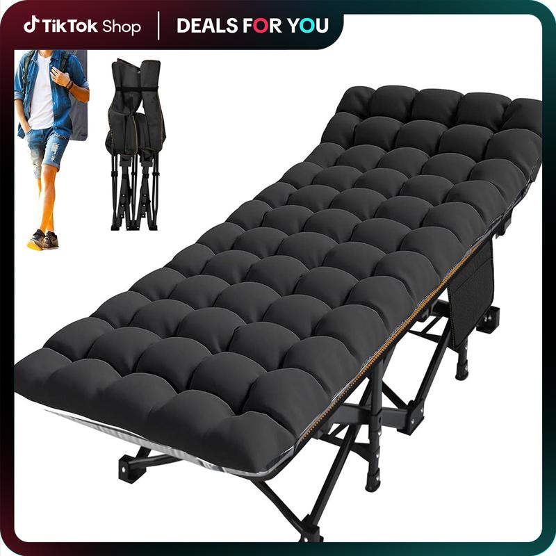 Lilypelle Cot XL Camping Cot with Thick Pad,Oversized Cots portable Bed ...