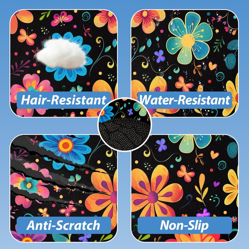 Floral Print Car Trunk Mat Durable All-Weather Heavy-Duty Non-Slip Easy ...
