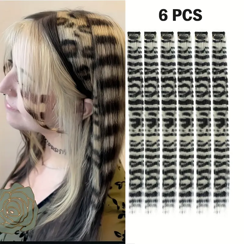 6PCS Leopard Print Clip-In Hair Extensions, 18 Inch Red Styles - TikTok ...